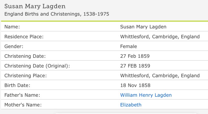 Susan Mary Lagden – 52 Ancestors in 52 Weeks – Week 21 | Intwined